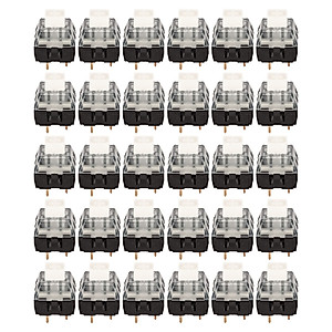 30Pcs Mechanical Keyboard Switches, DIY Waterproof Silent Replaceable Keyboard Switches, Support Backlight Function for Gaming DIY Keyboard (White Switch Black Base)