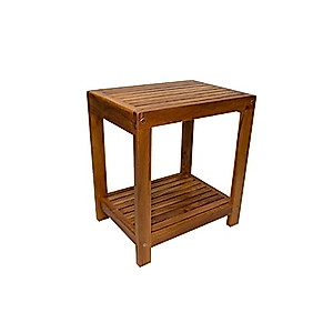 NORDIC STYLE TEAK Wood Shower and Spa Bench with Shelf 18 inch, Indoor and Outdoor Use (Oiled Finish)