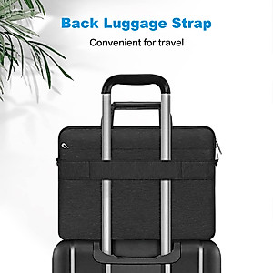 MOSISO Laptop Shoulder Bag,15 inch Computer Bag Compatible with MacBook, HP, Dell, Lenovo, Asus Notebook,15.6 inch Laptop Sleeve with 2 Raised Zipper Pockets & Hidden Pockets & Handle & Belt,Black