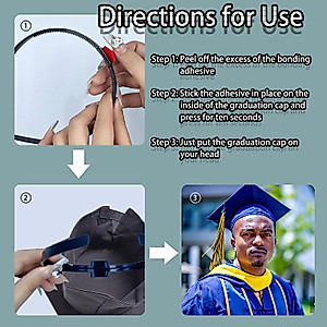 Aimery 2024 New Graduation Cap Headband Insert Secure Your Grad Cap and Your Hairstyle Black Graduation Cap Headband Unisex Black Grad Cap Headband