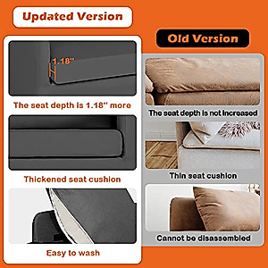 AILEEKISS 51" W Loveseat Sofa Modern Upholstered Sofas Couch with 2 Pillows Linen Fabric Love Seats Couches for Living Room, Bedroom, Apartment and Small Space (Dark Grey01)