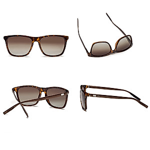 Htms Square Aluminum Magnesium Frame Polarized Sunglasses Vintage Spring Temple Sun Glasses Men Women Retro Driving Eyewear UV400 (Brown Lens/Leopard Frame)