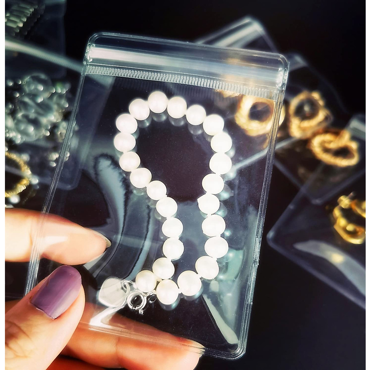 DYMSUP PVC Jewelry Bags Anti Tarnish Strips, 30 Pack Jewelry Zipper Storage Bag Clear Plastic Jewelry Bags for Jewelry Book Selling Packaging Silver Storage Bags Anti Tarnish (3.1"x 2.3")