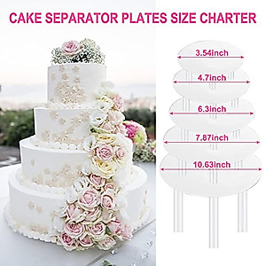 Aufind 85 PCS Plastic Cake Dowel Rods Set, 20 White Plastic Cake Sticks Support Rods with 5 Cake Separator Plates for 4, 6, 8, 10,12 Inch Cakes and 20 Clear Cake Stacking Dowels for Tiered Cakes