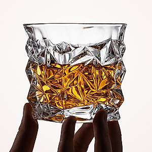 MJZQCD Whiskey Glasses Set of 2, 9 OZ 260ml Old Fashioned Glasses,Bar Glasses, For Scotch Cocktail Rum Cognac Vodka Liquor.Bourbon Glasses, Parties, Bars, Gifts, Restaurants and Home …