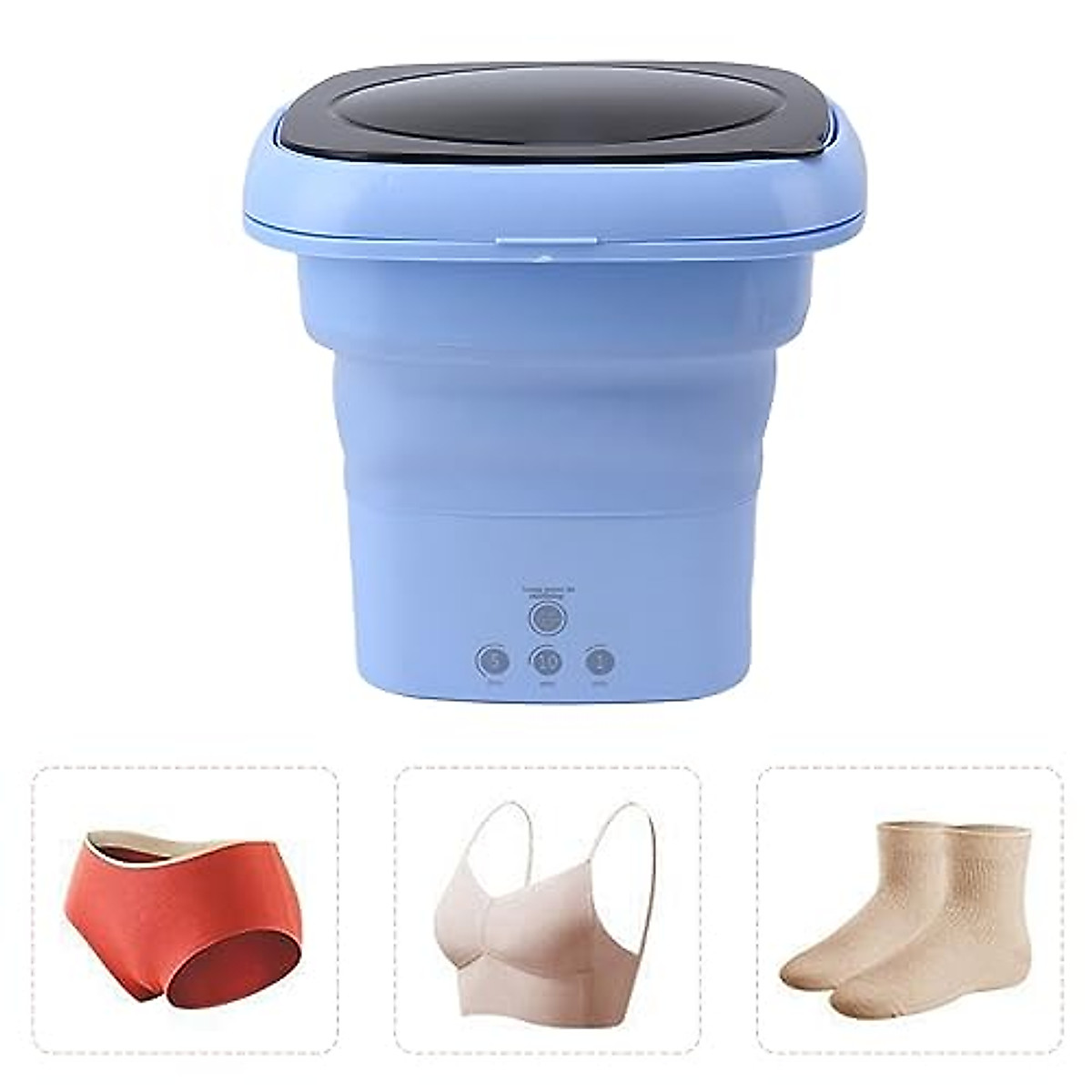 LAVEN Folding Washing Machine, High Efficiency 100~240V Portable Bucket Washing Machine High Speed Motor TPE and PP with Drain Pipe for Apartment (US Plug)