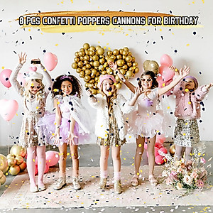 Confetti Poppers Party Cannon 8pcs Small Party Poppers Confetti Cannon for Wedding Birthday Graduation Baby Shower Anniversary Christmas New Year's Party Celebrations Supplies Paper Poppers for Kids