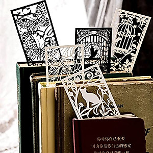 Creative Hollow Paper Bookmark, Chinese Retro Style Hollow Bookmark for Art Craft/DIY Photo Album/Notebook/Gifts/School Supplies(B)