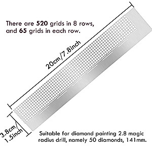 Whaline Diamond Painting Ruler Mesh Ruler Grid Diamond Drawing Tool Stainless Steel Ruler Diamond Painting Accessories with 520 Blank Grids for Diamond Painting Round Full Drill & Partial Drill