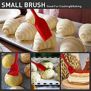 Pastry Brush-Begonia Silicone Basting Brush for Cooking,2pcs 10+8 in Heat Resistant Food Brushes for Baking, Grilling, Cooking and Spreading Oil, Butter, BBQ Sauce, or Marinade Red,A-11