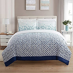 Sweet Home Collection 7 Piece Comforter Set Bag Solid Color All Season Soft Down Alternative Blanket & Luxurious Microfiber Bed Sheets, Genova, Queen