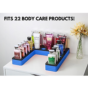 Polar Whale Lotion and Body Spray Stand Organizer Tray Blue and Black Durable Foam Washable Waterproof Insert for Home Bathroom Bedroom Office 16.25 x 16.25 x 2 Inches 22 Slots