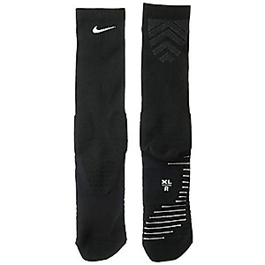 NIKE Unisex Vapor Crew Socks (1 Pair), Black/White, Large