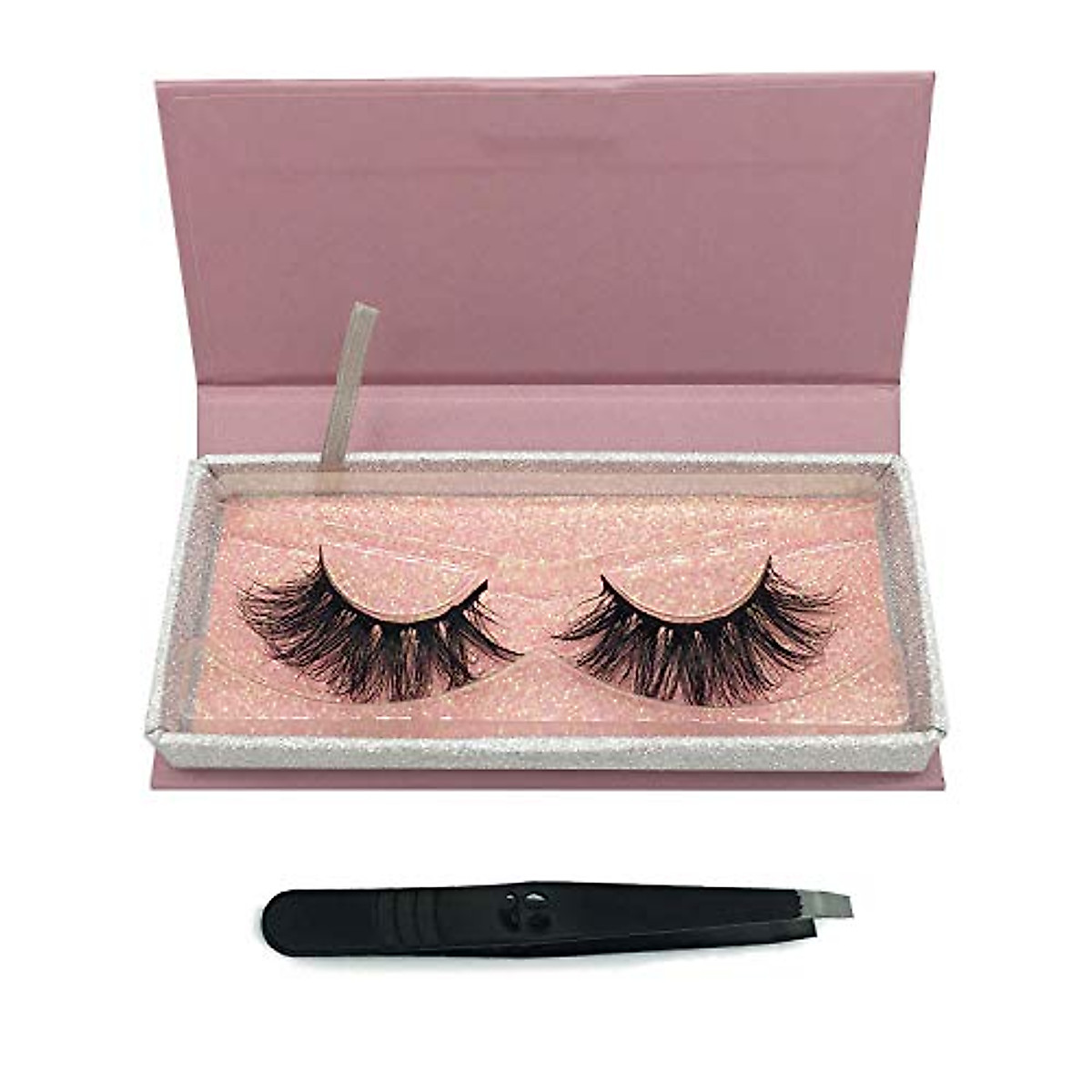 GOO GOO Mink Lashes, 18mm Natural False Eyelashes 3D Layered Effect Real Siberian Mink Fur Fake Eyelashes Hand Made Strips Eyelashes Reusable Make Up 1 Pair Natural Lashes