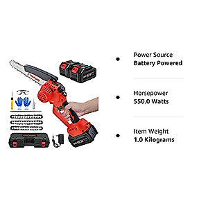 Mini Chainsaw 8 Inch, Cordless Mini Chainsaw Battery Powered with 24V 3.0Ah Batteries and 3 Chains, Brushless Motor, with Automatic Chain Lubrication