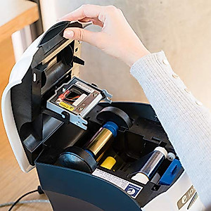 ID Maker Card Printer Machine & Supply Kit for Badge Printing - Print Professional Quality 1 Sided Identification Badges - IDMaker Software, Premium Camera, 100-Print Color Ribbon, 100 Blank PVC Cards