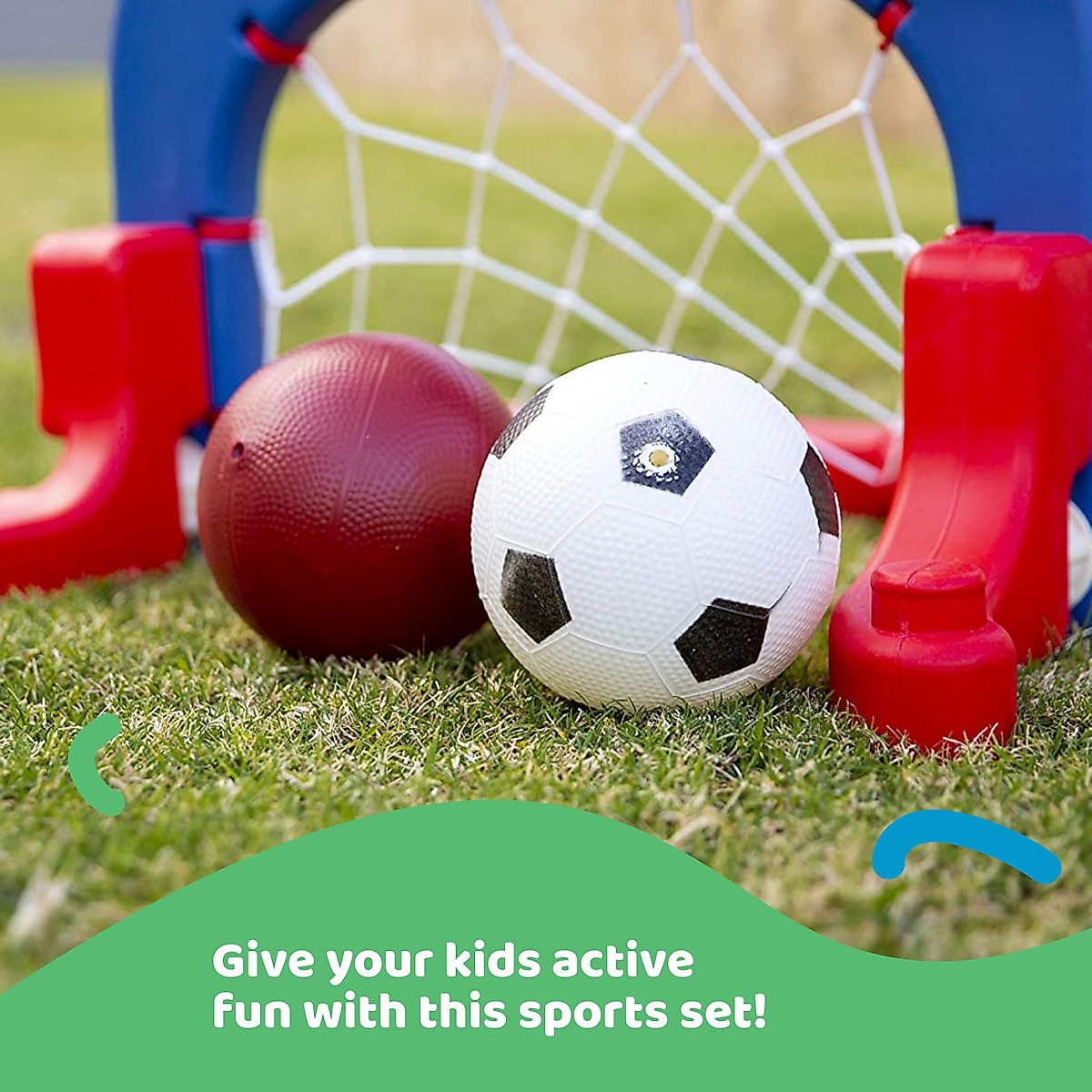 Dazmers 3-in-1 Kids Sports Playset - Basketball Hoop, Soccer Goal, and Ring Toss Game - Ideal Indoor and Outdoor Fun for Energetic Kids - Promotes Physical Activity for Toddlers - 18.5 x 6 x 21.75