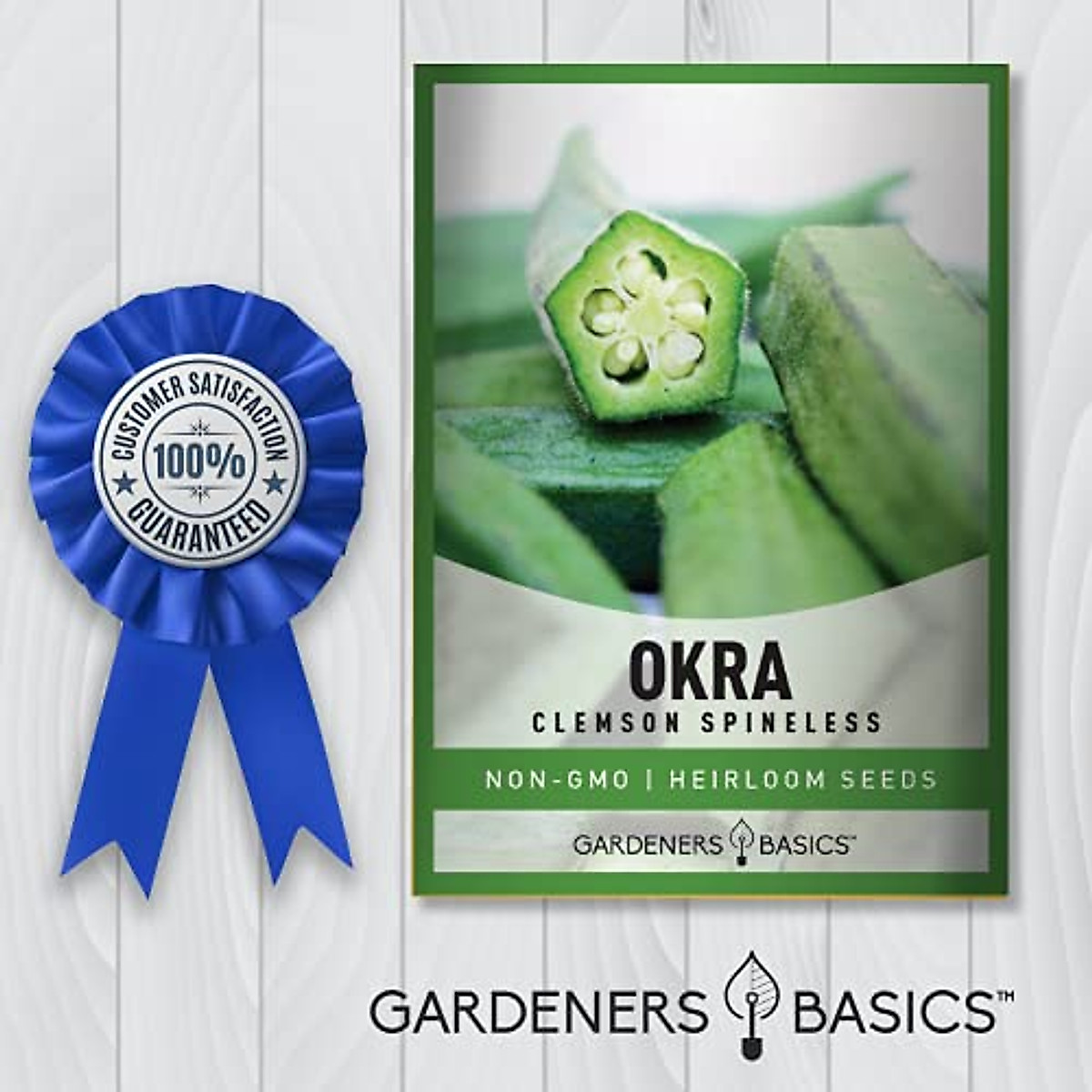 Okra Seeds for Planting - Clemson Spinless Heirloom, Non-GMO Vegetable Variety- 3 Grams Seeds Great for Summer Gardens by Gardeners Basics