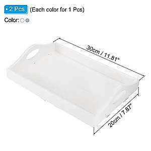 PATIKIL Sofa Armrest Tray, 2 Pack Arm Table Couch Tray Clamp on Table Portable Sofa Arm Table Wooden Couch Serving Platter for Drinks, Grey White