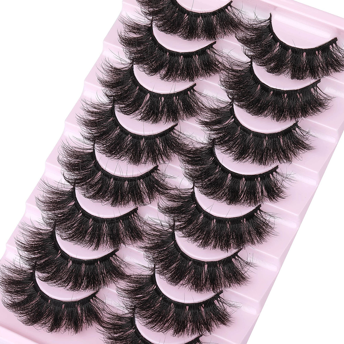 False Eyelashes Thick 20MM Lashes Mink Fluffy Volume 3D Fake Eyelashes Dramatic Full Long Faux Mink Eye Lashes Pack 8 Pairs Big Curly False Lash ALICROWN