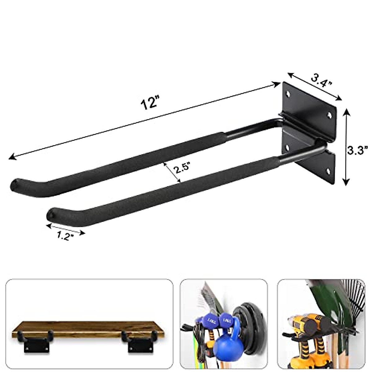 Magacyo Garage Organizer Wall Mount Tool Organizer, Heavy Duty Shed Organizer, All Metal Garden Tool Rack Tool Hangers for Garage Wall, Garage Tool Organizer for Rake, Broom and Yard Tools, 2 Pack