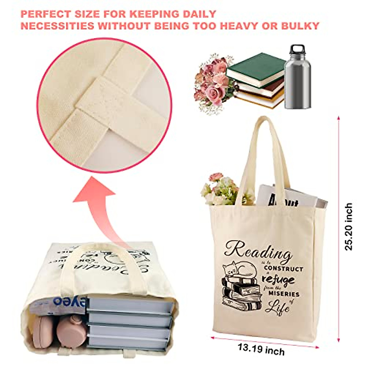 Book Lovers Gifts For Women, Teacher Appreciation Gifts, Christmas Gifts- Includes a Canvas Tote Bag, Personal Mug, Bookmark, Reading Notebook, Funny Socks and a Lovely Greeting Card (6 pieces) … …