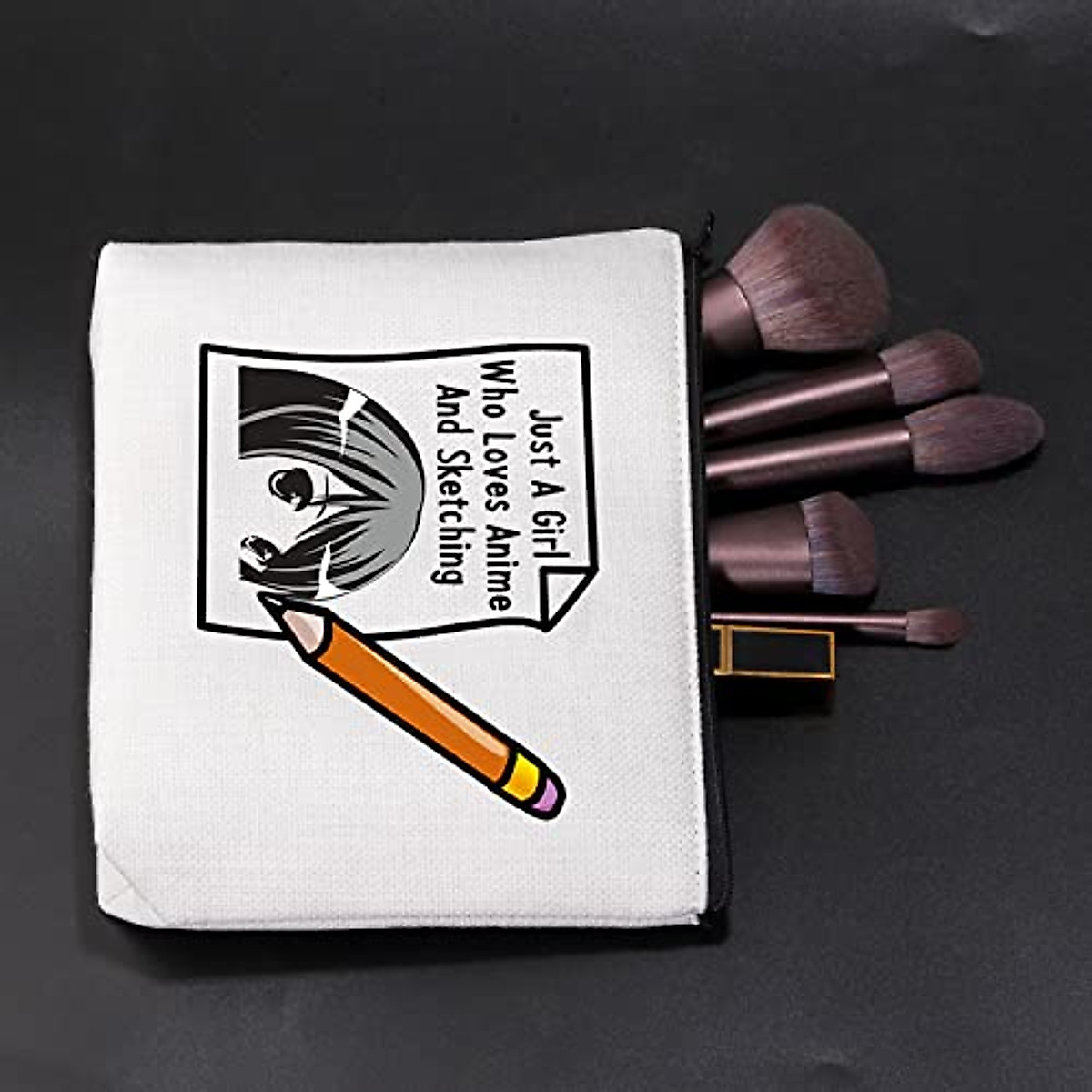 JNIAP Anime Makeup Bag Just A Girl Who Loves Anime And Sketching Cosmetic Pencil Bag Anime Sketching Lover Gift (Anime And Sketching Bag)