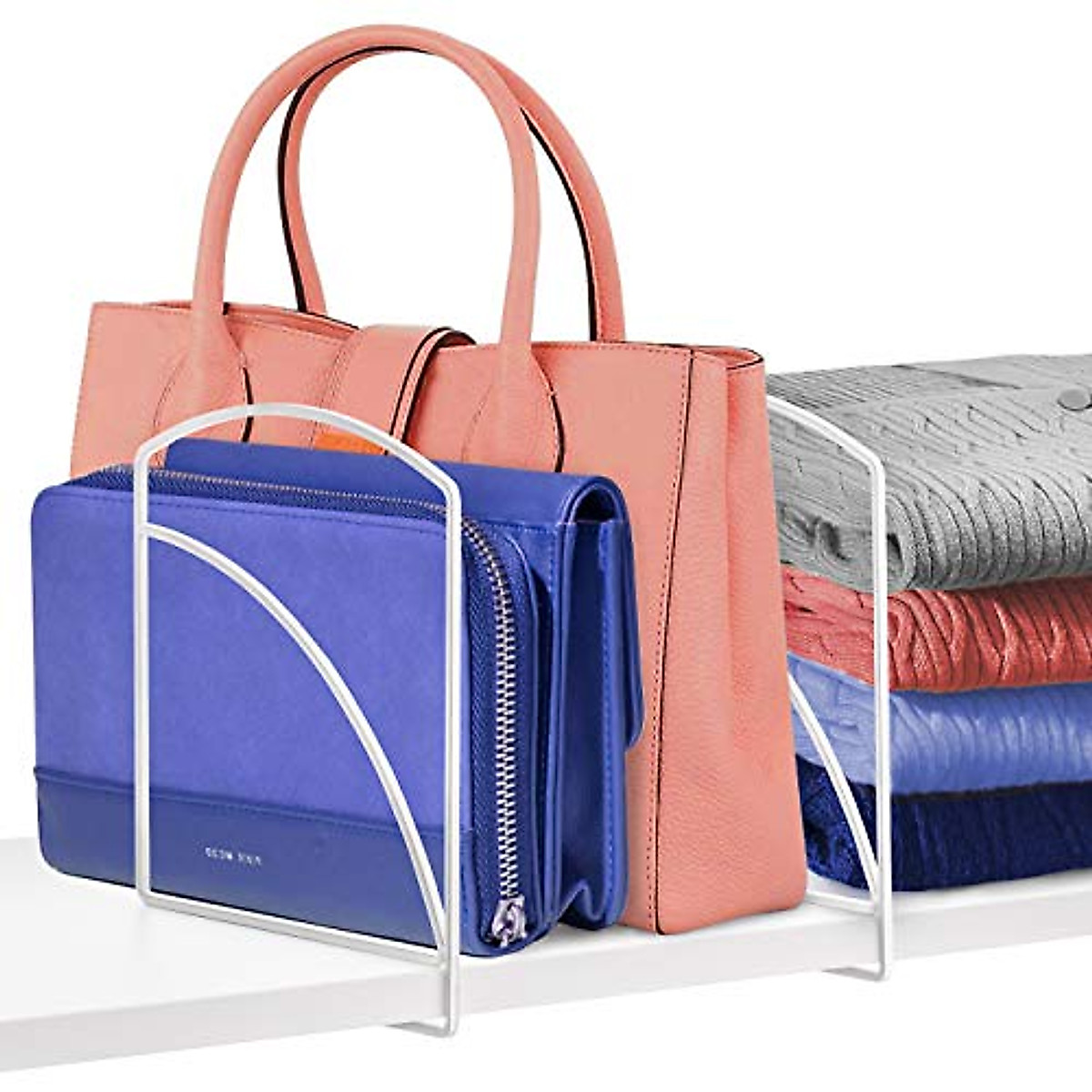 Lynk® White Shelf Dividers - Linen Closet Organizers and Storage - Linen Storage - Closet Organization - Towel Organizer for Closet (Set of 2)