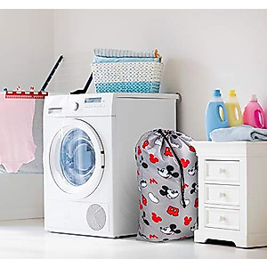 Jay Franco Disney Mickey Mouse Mickey Icon Drawstring Laundry Bag - Oversize Durable Storage/Travel Bag for Home or College - Measures 21 x 32 inches (Official Disney Product)