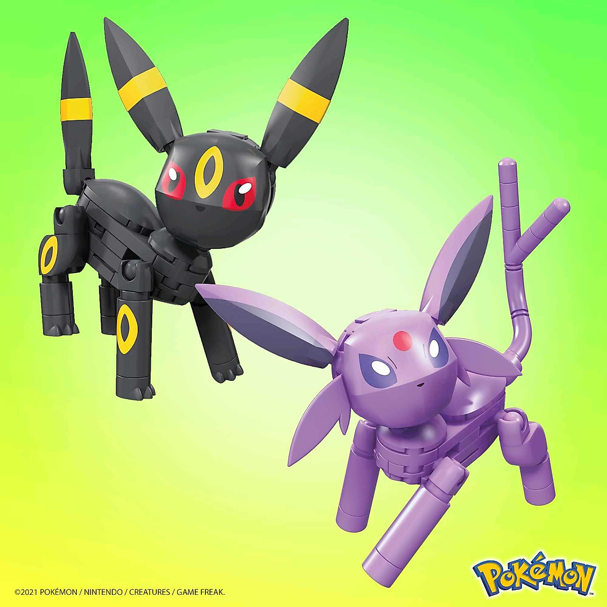 MEGA Pokémon Action Figure Building Toys, Umbreon & Espeon With 122 Pieces, 2 Poseable Characters, 4 Inches Tall, Gift Idea For Kids