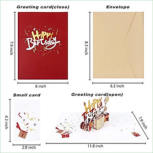 DMHZNB 3D Musical Birthday Card, LED Light and Play Happy Birthday Music Pop Up Card, Blowable LED Light Candle,Play Happy Birthday Music,