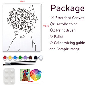 VALLSIP Canvas Painting Kits Pre Drawn Canvas for Painting for Adults Paint and Sip Party Supplies Stretched Canvas to Paint Games Ladies Night Flower Girl Mindfulness Date Night Ideas…
