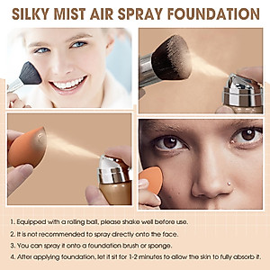 LOKFAR AirBrush Foundation Spray, Silky Mist Foundation Spray Makeup Set with Brush, Full Coverage Foundation for Smooth Radiant Finish, Formula Breathable Lightweight Hydrating | #04 Buff Beige