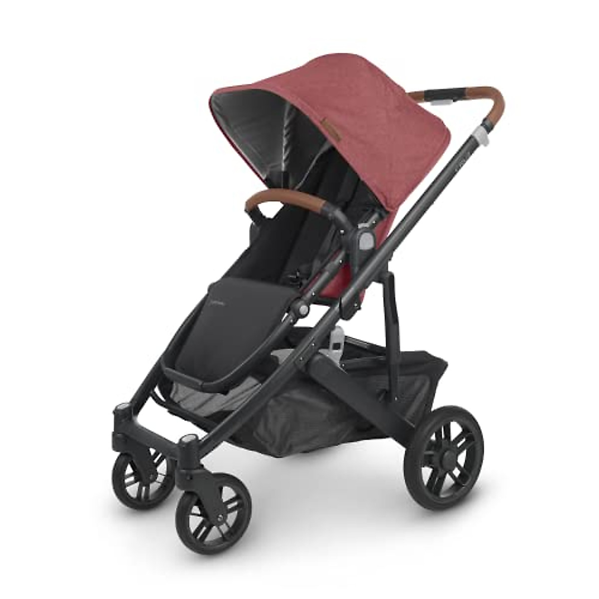 Cruz V2 Stroller - Lucy (Rosewood mélange/Carbon/Saddle Leather) + Bassinet - Lucy (Rosewood mélange/Carbon)