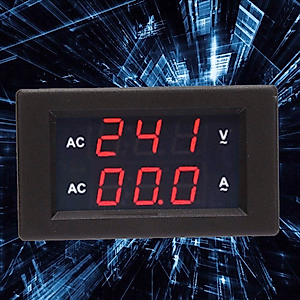 AC 100~300V LED Digital Voltage Current Multimeter, Dual Display Volt Amp Meter Gauge Panel 0-10A(Red-Red)