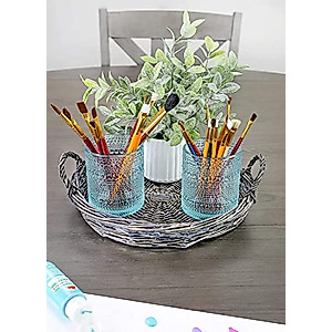 Darware Hobnail Drinking Glasses (12oz, 6pk, Blue); Old-Fashioned Beverage Glasses for Tabletop, and Bar Use and Candle Jars