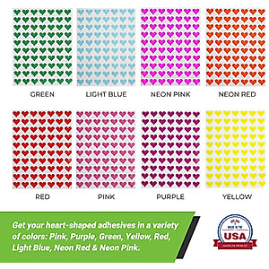 Royal Green Small Heart Stickers - Scrapbooking Stickers, Packaging Stickers, Arts & Crafts Decorative Sticker Labels for Scrapbooks & More - 0.5 inch, 350-Pack (Red)