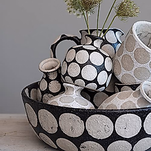 Creative Co-Op Terracotta Wax Relief Dots, Black and Natural Decorative Bowl