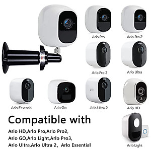 Haoyou Mount Mounting Bracket Adjustable Mount Outdoor Indoor Equipped for Arlo Arlo Essential Arlo Pro Arlo Go Arlo Pro 2/pro 3/Arlo Ultra 2 (2 Pack Black)
