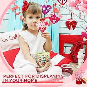 436 Pieces Valentine's Day Felt Heart Craft Kit Assorted DIY Heart Ornaments Decorations with Pom-poms Cleaners Googly Eyes Gem Sticker Craft Supply for DIY Craft Party Favor Scrapbook Decor