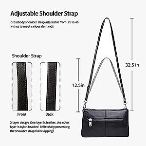 Leather Crossbody Purse Sling Shoulder Smartphone Bags with Card Slots for Women (Black 1)