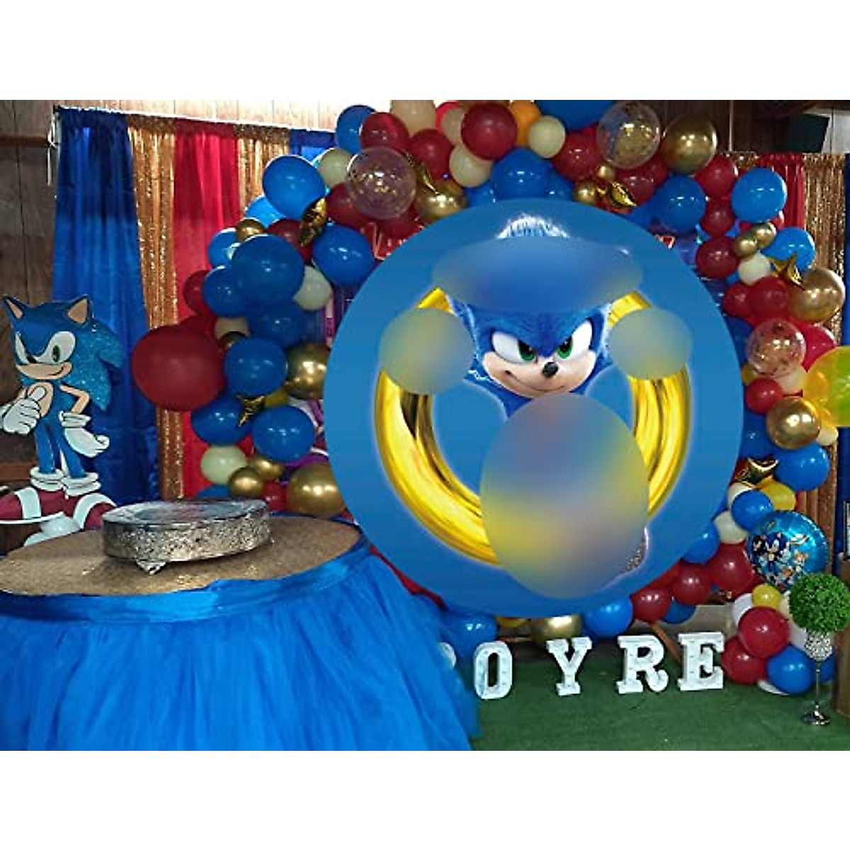 Baby Birthday Party Backdrop 7.5ft Diameter Round Cover Background Cartoon Hedgehog Theme Baby Shower Table Decoration Elastic Washable Ironable Fabric