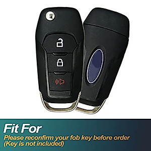 FEYOUN Key Fob Cover Compatible with Ford Ranger Escape Expedition Explorer Fusion F-150 F-250 F-350 F-450 F-550 Flip 3 Buttons TPU Remote Keyless Key Fob Case Protection Shell Accessories, White