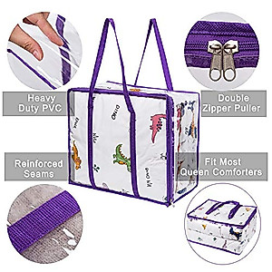 3 Packs Clear Storage Bag, 20 X 16 X 10 inch, Heavy Duty Vinyl Clothing Storage Organizers with Double Reinforced Handle for Comforter Duvet Blanket Bedding Clothes Toys, PVC Clothes Storage Bag