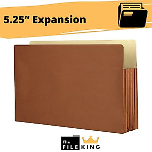 The File King Expanding Accordion File Folder | Letter Size | Box of 10 Redropes | 5.25” Expansion | Store and Organize Papers | Keep Records in One Place | Save Time Searching