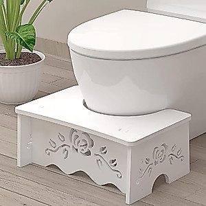 Fanwer Squatting Toilet Stool - Poop Stool for Bathroom, Toilet Potty Stool, Wood-Plastic Composite, 7 Inch, Bathroom Stool for Adults, Elderly