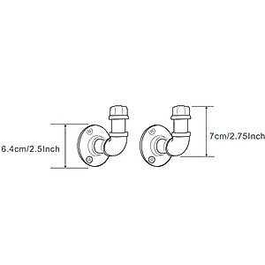 gotonovo Wall Mounted Rustic Industrial Towel and Robe Hook Set Towel Single Hook Kit Heavy Duty DIY Style Industrial Pipe Robe Hook Industrial Iron Pipe Electroplated Black Finish, 2 Pieces