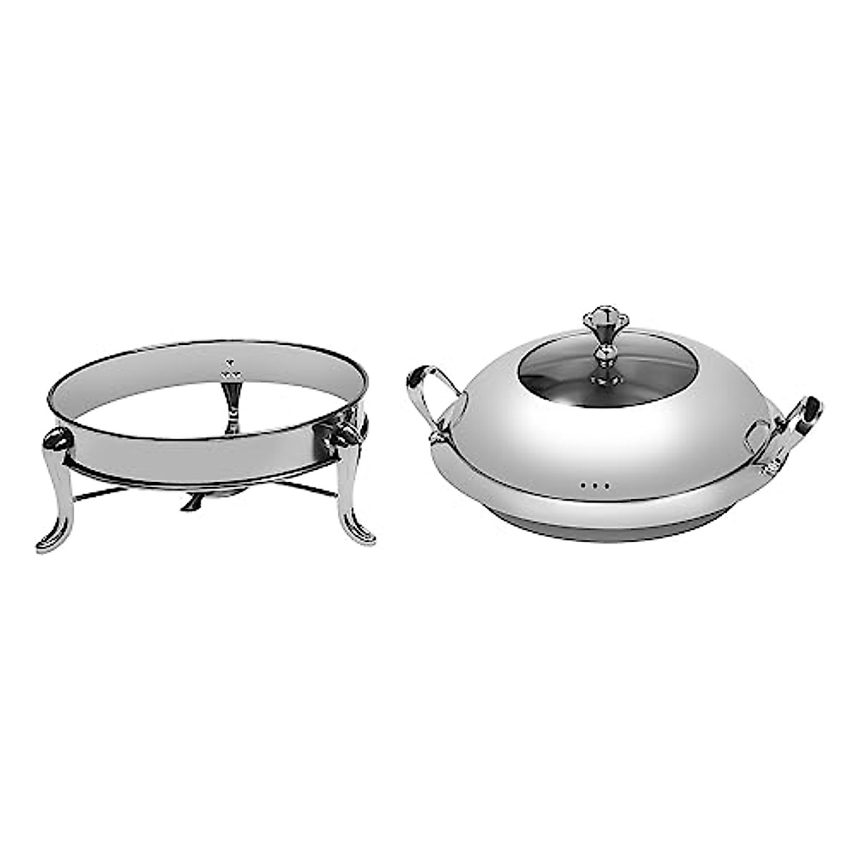 2.64Qt Chafing Dish Buffet, Stainless Steel Round Chafers, Food Warmer, Chafer Buffet Catering Warmer, Durable Buffet Warmer Tray for Hotels, Family Gatherings, Banquets, Outdoor, Etc (Silver)