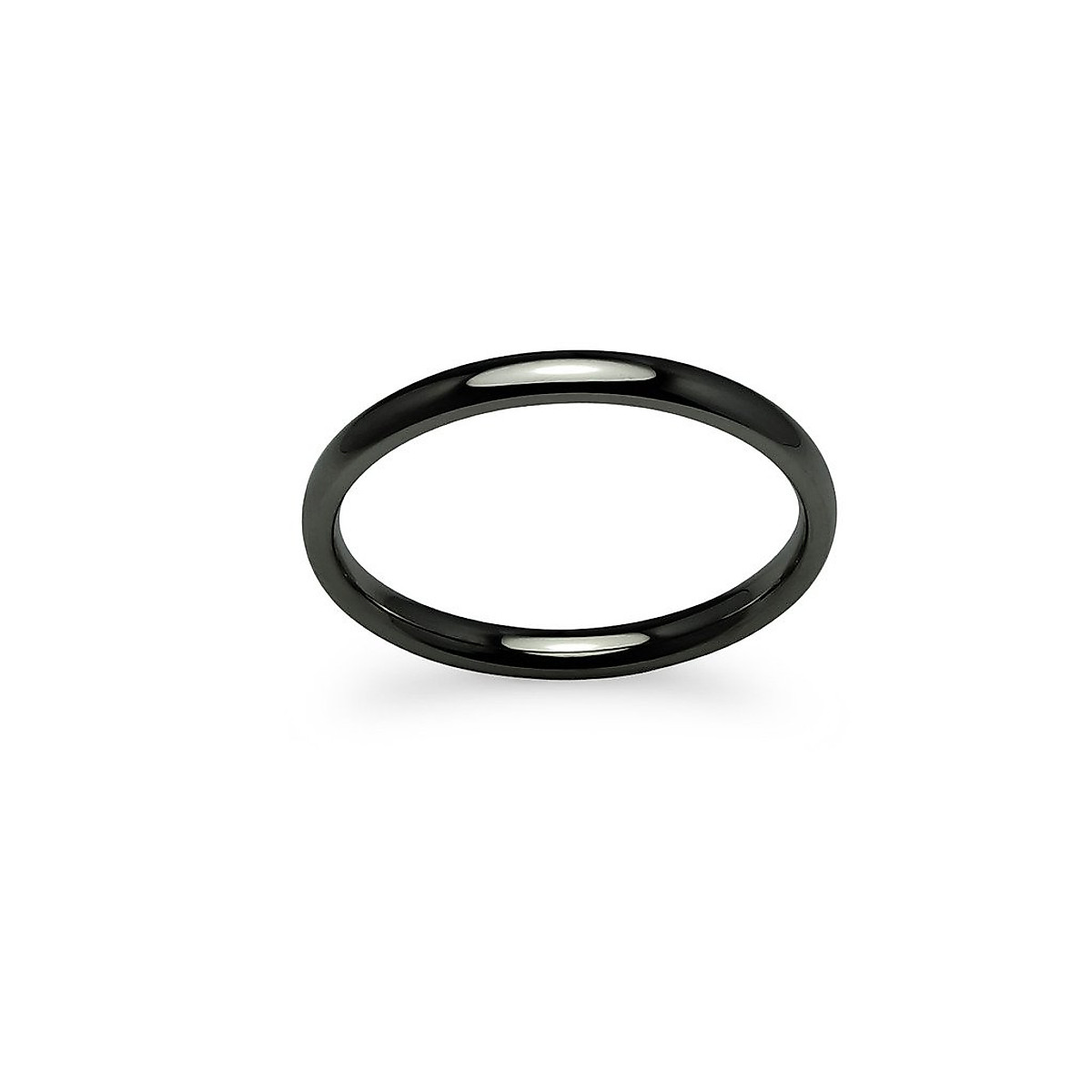 SILVERLINE JEWELRY High Polish 2mm Comfort Fit Wedding Band Ring Stainless Steel Black Tone Size 8