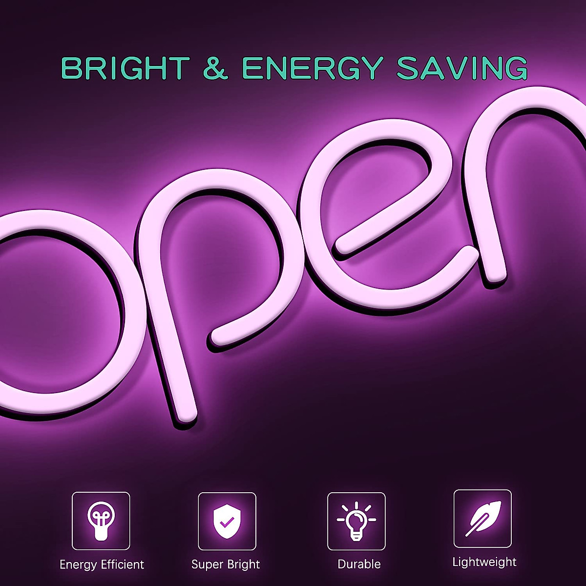 Tekstap Open LED Signs for Business Window, RGB Color Changing Open Neon Sign, 16x6 inches LED Open Sign Lighted with Remote Control & Power Adapter for Storefront/Business Window Restaurant/Bar/Salon